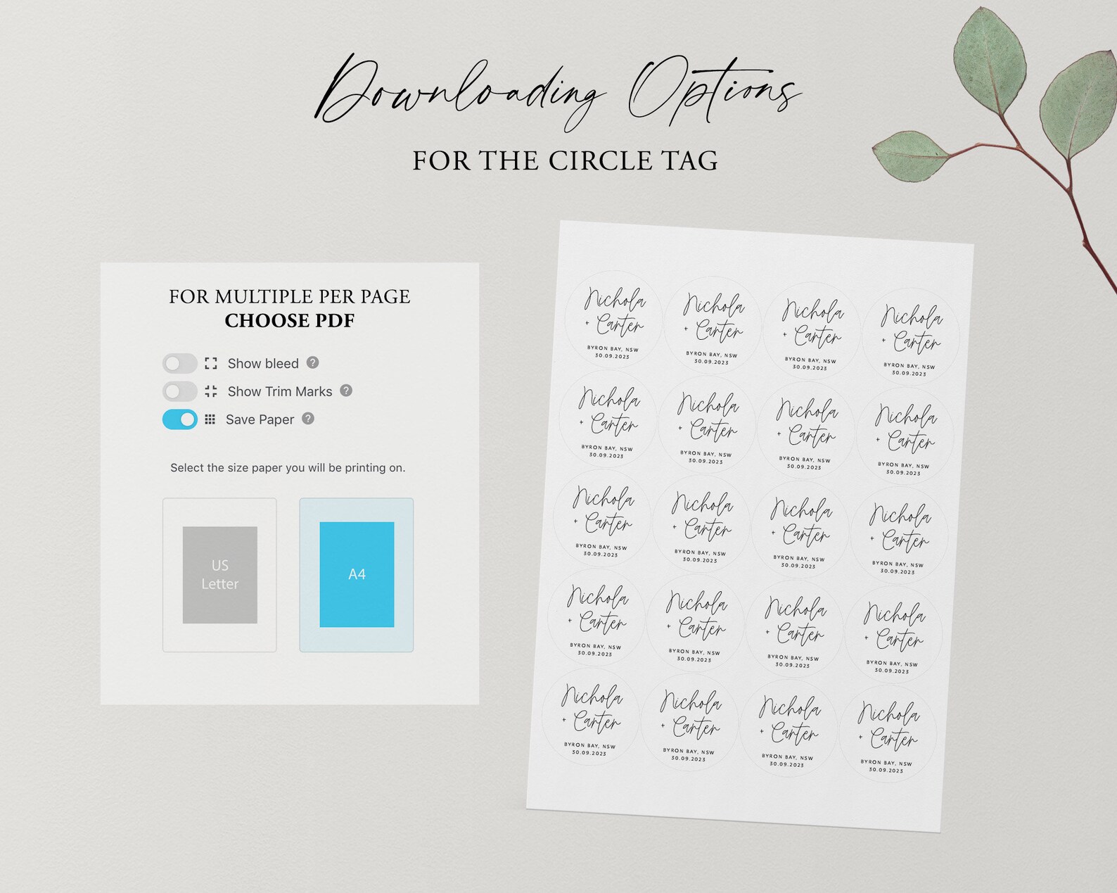 Minimalist Wedding Favor Tags: Round Thank You Gift (digital Download ...