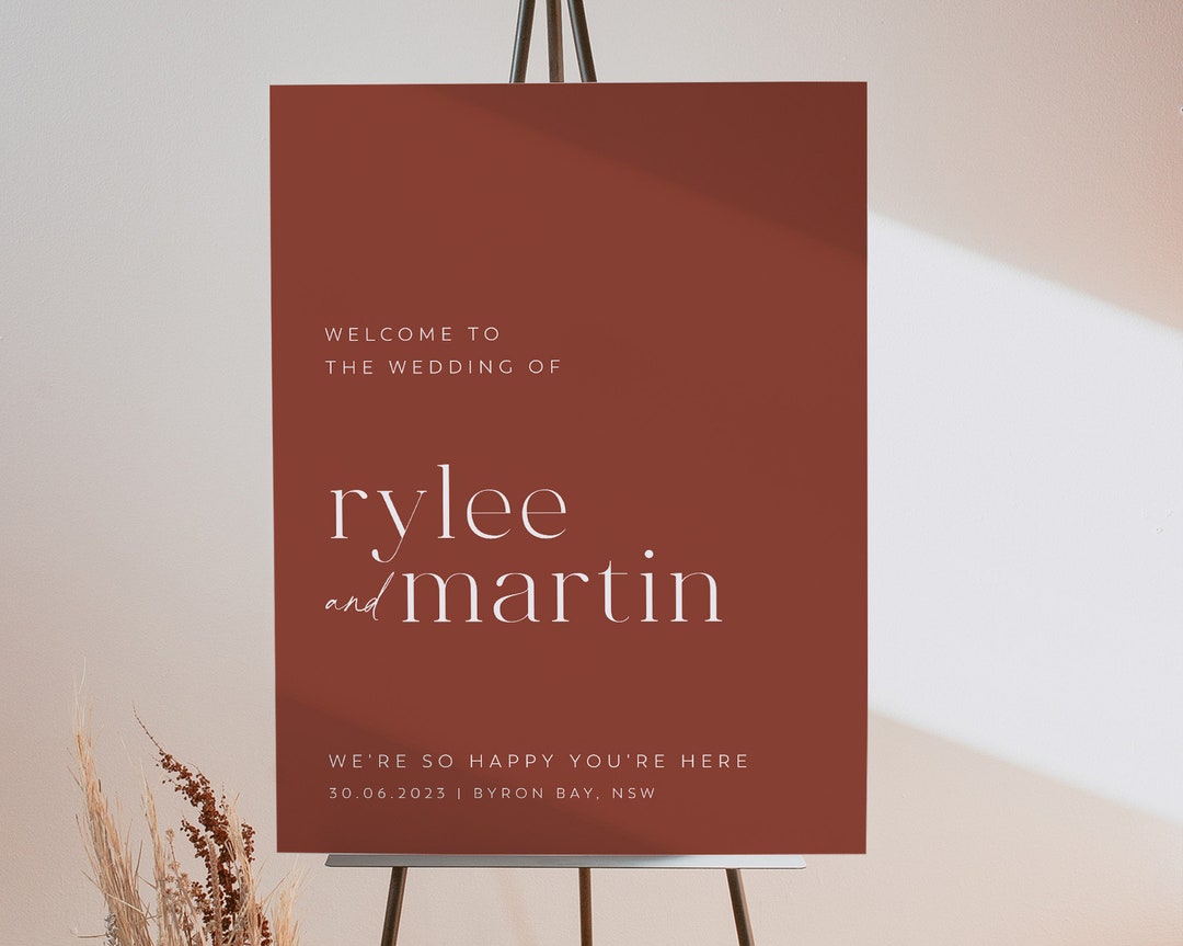 Minimal Wedding Welcome Sign Template, Modern Calligraphy Sign ...