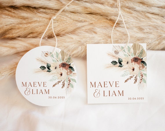 Boho Wedding Favor Tag Template Boho Favour Tag Printable | Etsy