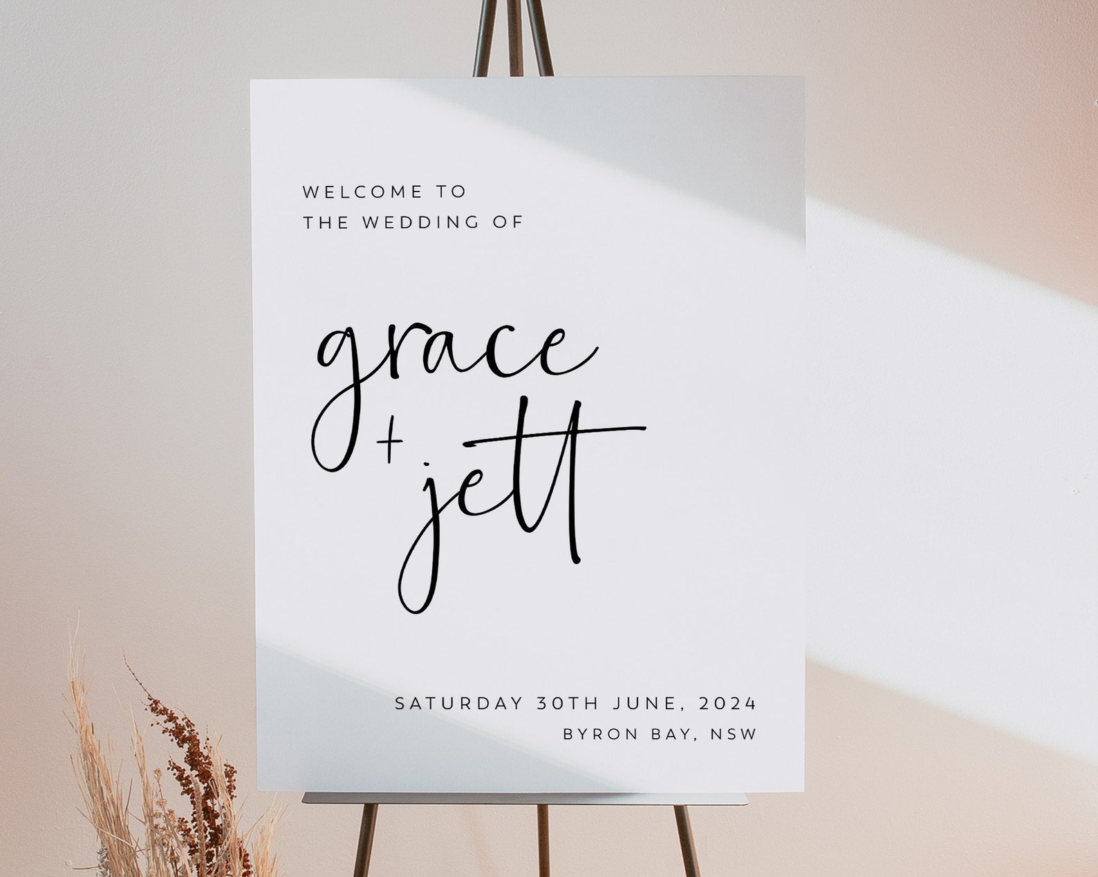 Minimalist Wedding Welcome Sign Template Modern Calligraphy - Etsy