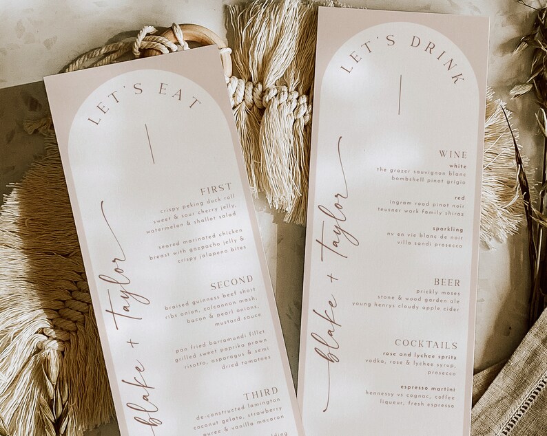 Arch Wedding Menu Template Minimalist Wedding Menu Modern | Etsy