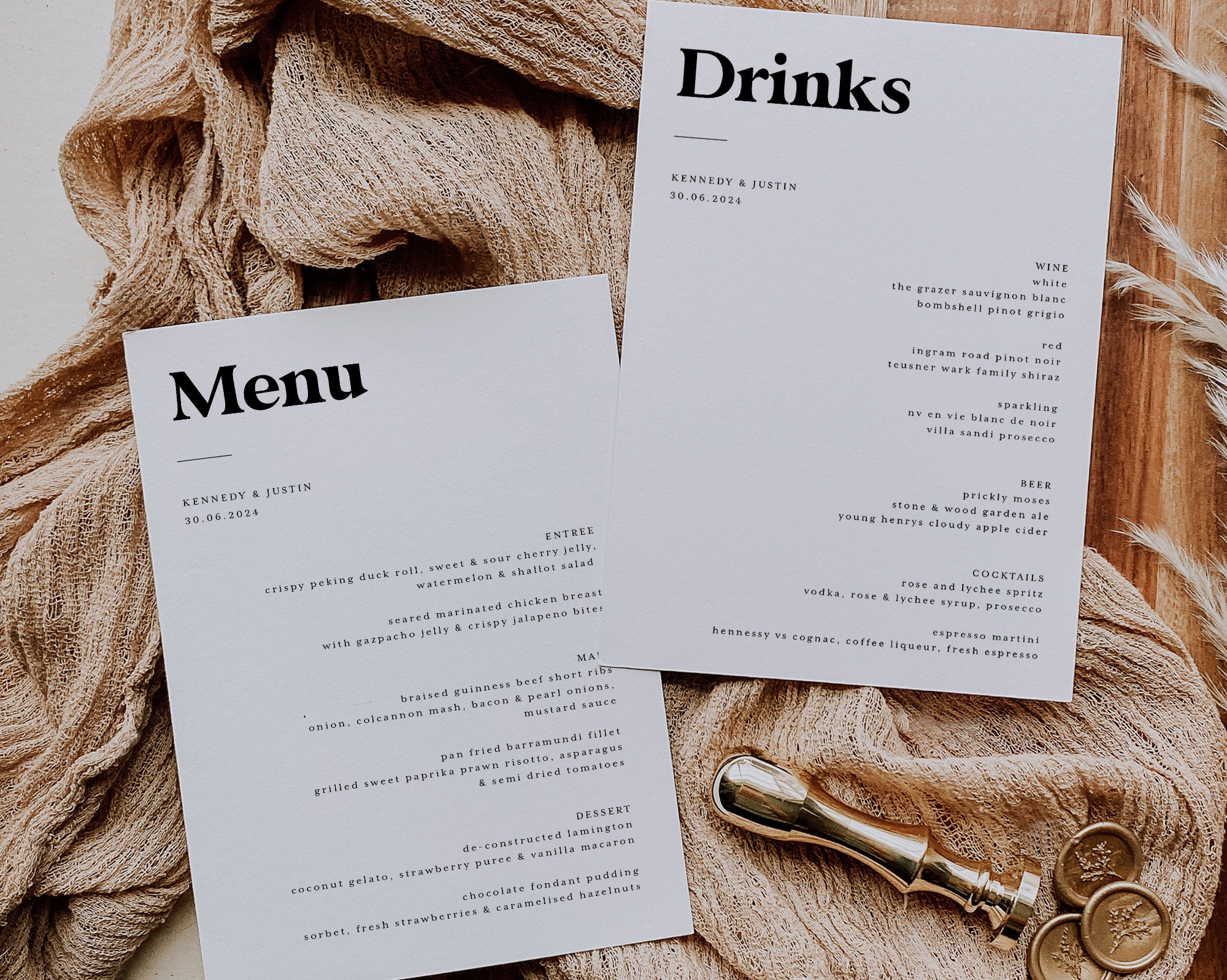 Minimalist Wedding Menu Template Minimal Wedding Menu Modern | Etsy