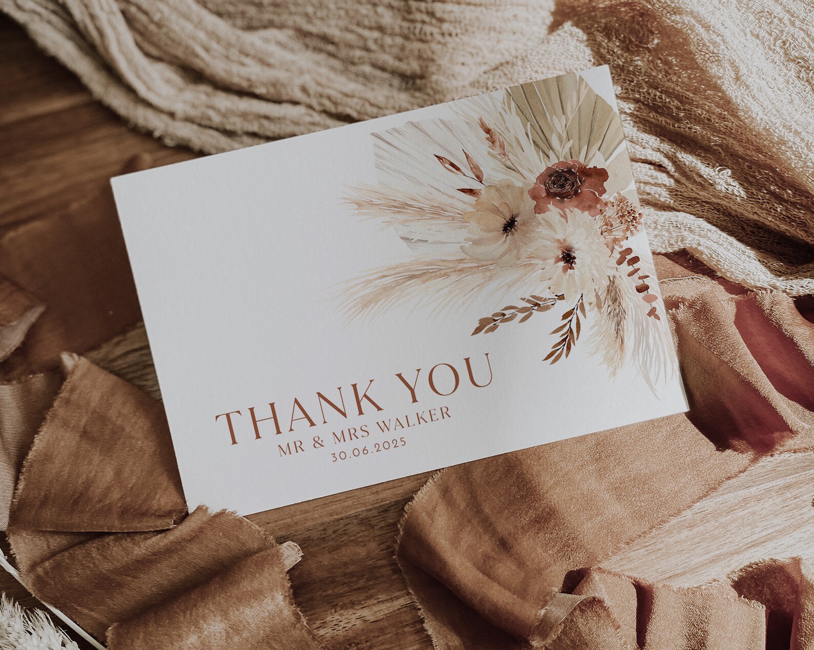 Boho Thank You Card Template Printable Thank You Card | Etsy