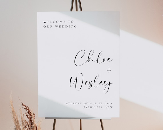 Minimalist Wedding Welcome Sign Template Editable Minimal | Etsy