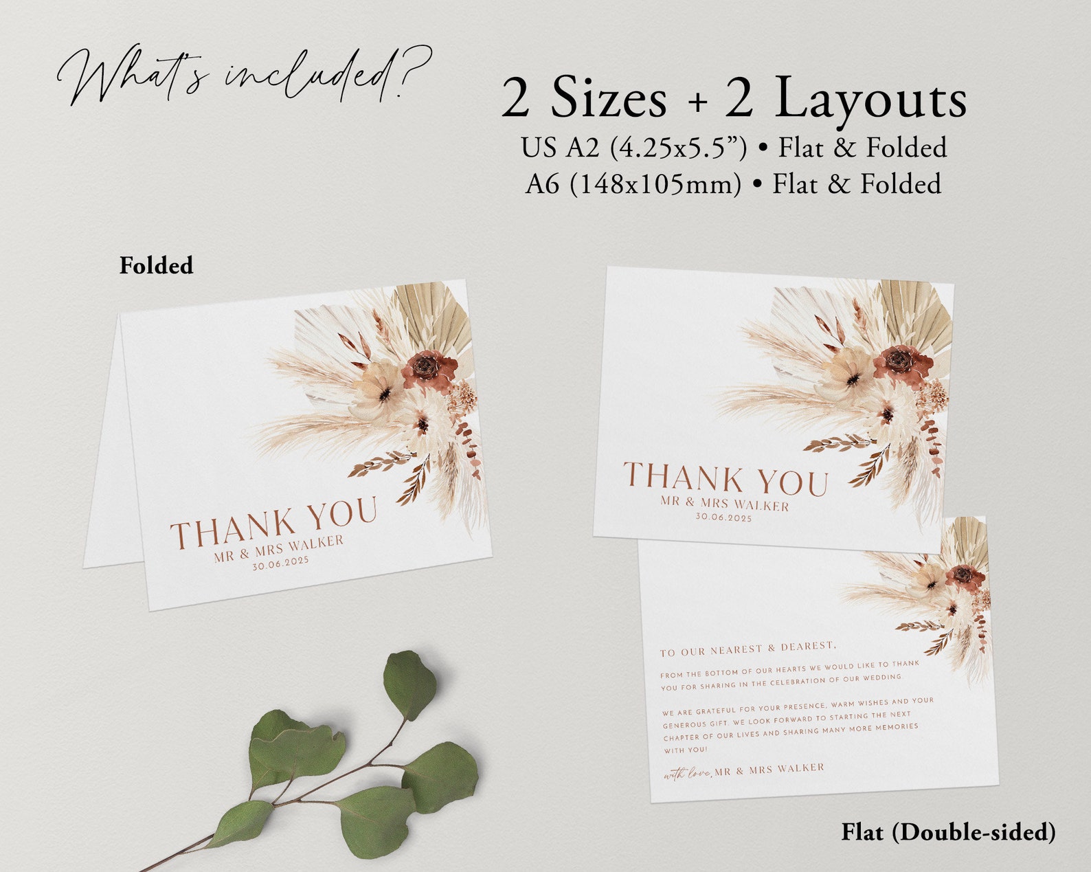 Boho Thank You Card Template Printable Thank You Card | Etsy