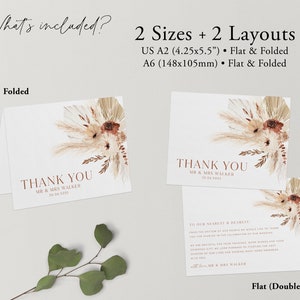 Boho Thank You Card Template, Printable Thank You Card, Instant ...