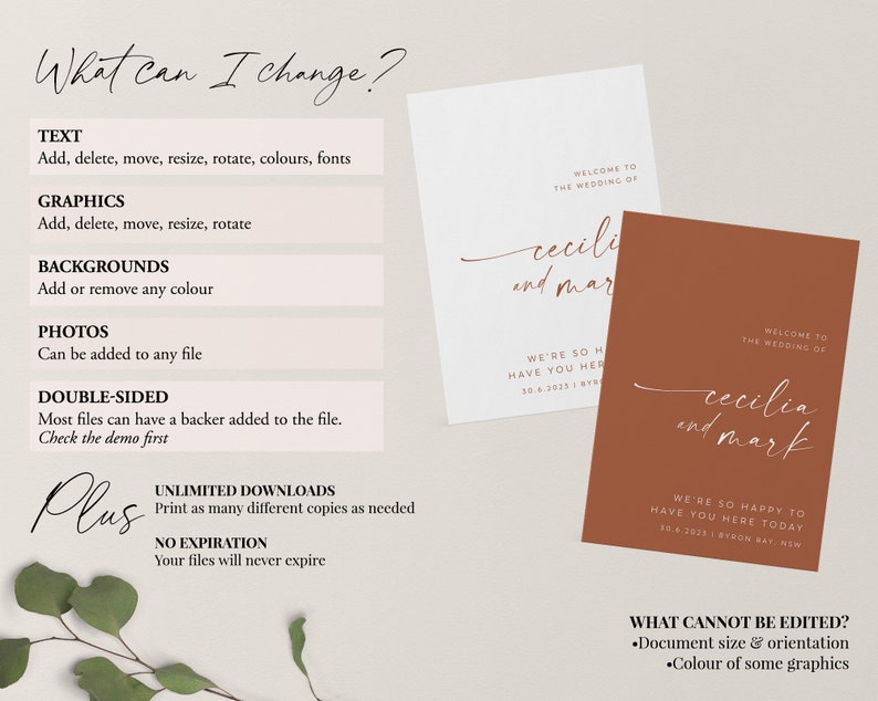 Minimal Wedding Welcome Sign Template Modern Calligraphy | Etsy