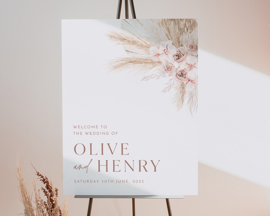 Boho Wedding Welcome Sign Template, Modern Welcome Sign, Editable Boho ...