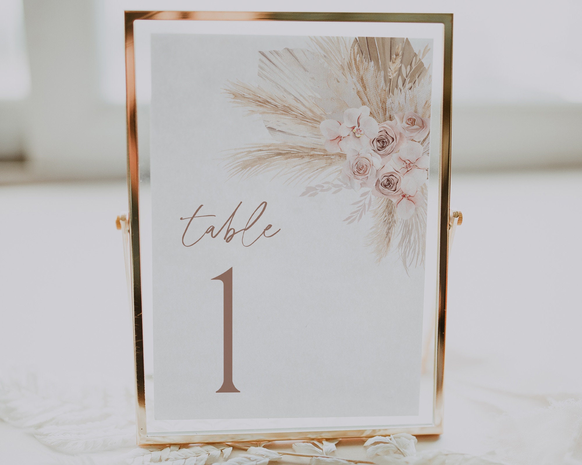 Boho Floral Wedding Table Numbers Template (printable 5x7, 4x6) - Etsy