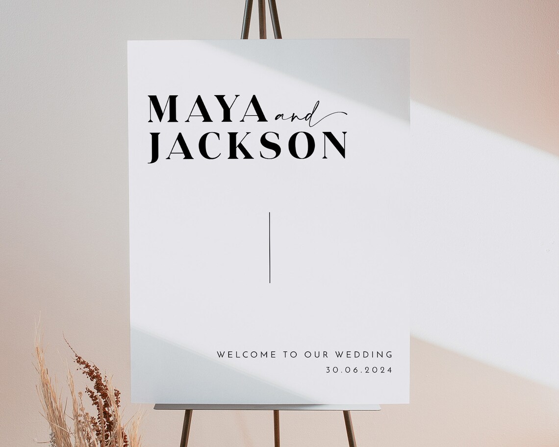 Minimal Wedding Welcome Sign Template Modern Calligraphy - Etsy