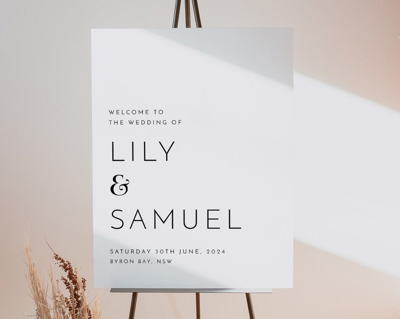 Minimal Wedding Welcome Sign Template Modern Calligraphy | Etsy