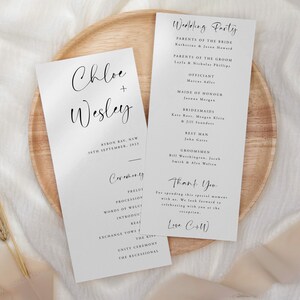 Simple Wedding Program Template, Editable Ceremony Program, Order of Ceremony, Minimal Program ...