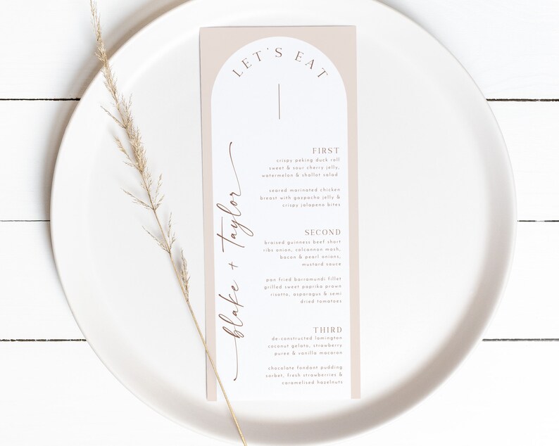 Arch Wedding Menu Template Minimalist Wedding Menu Modern | Etsy