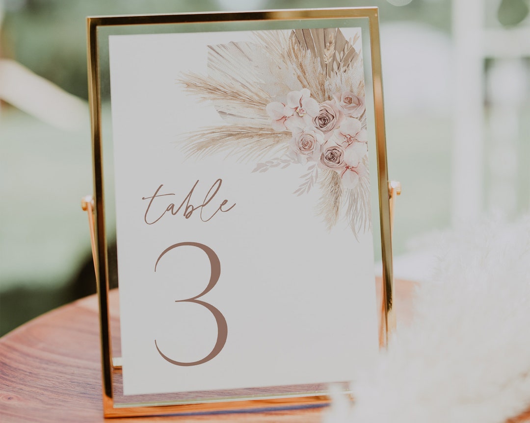 Printable Boho Table Numbers Template, Modern Wedding Table Numbers ...