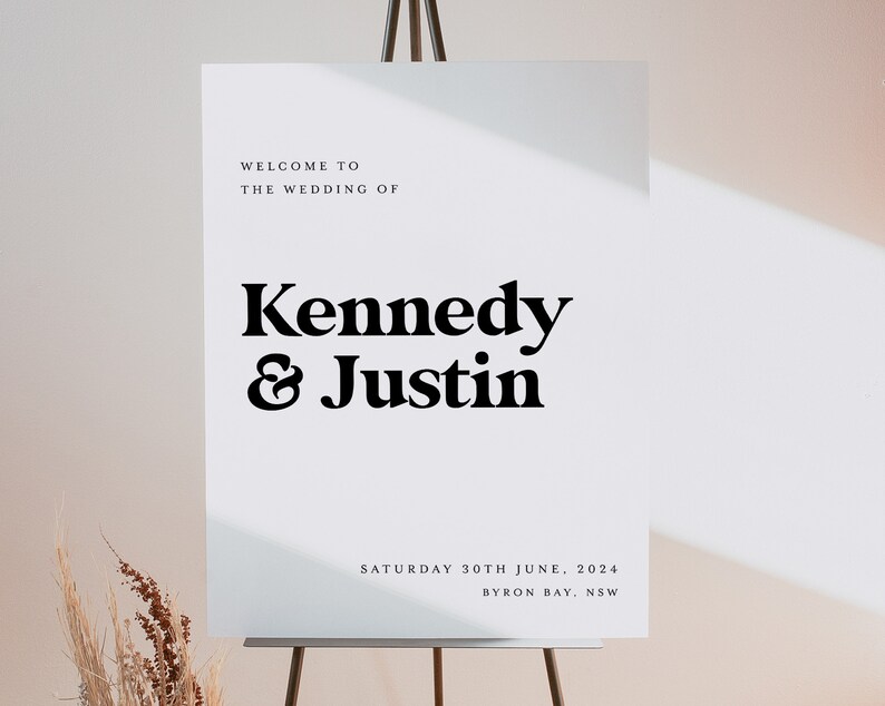 Minimal Wedding Welcome Sign Template Modern Calligraphy - Etsy