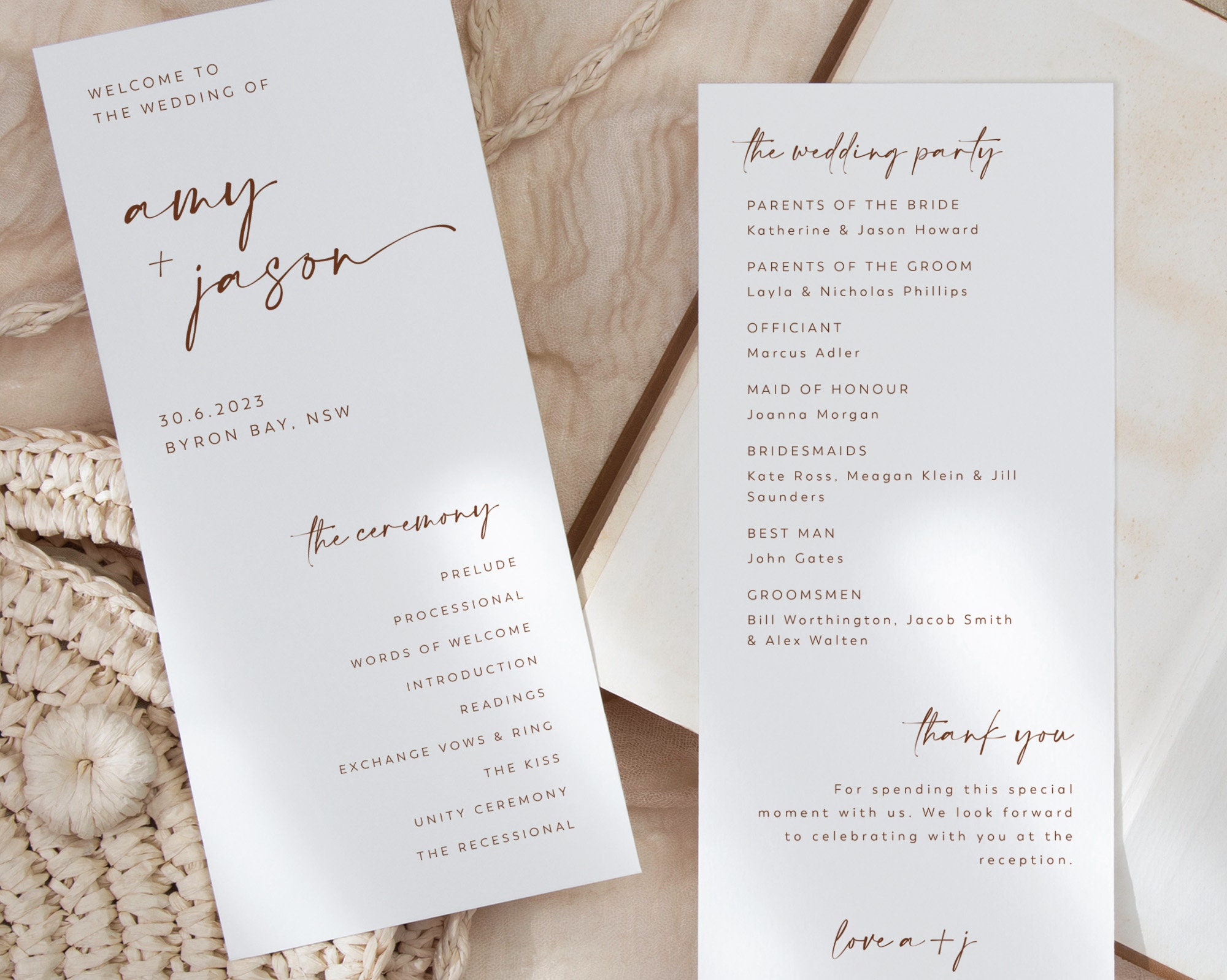 Minimalist Wedding Program Template Modern Wedding Program - Etsy