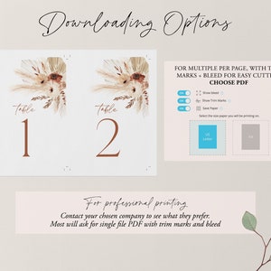 Printable Boho Table Numbers Template, Modern Wedding Table Numbers ...