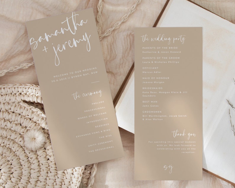 Modern Wedding Program Template Wedding Ceremony Program - Etsy
