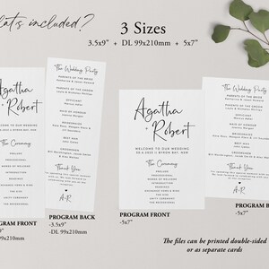Minimalist Wedding Program Template, Modern Wedding Program, Minimal ...