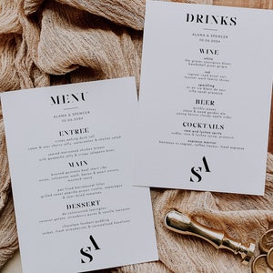 Minimal Wedding Menu Template, Minimalist Wedding Menu, Modern Wedding ...