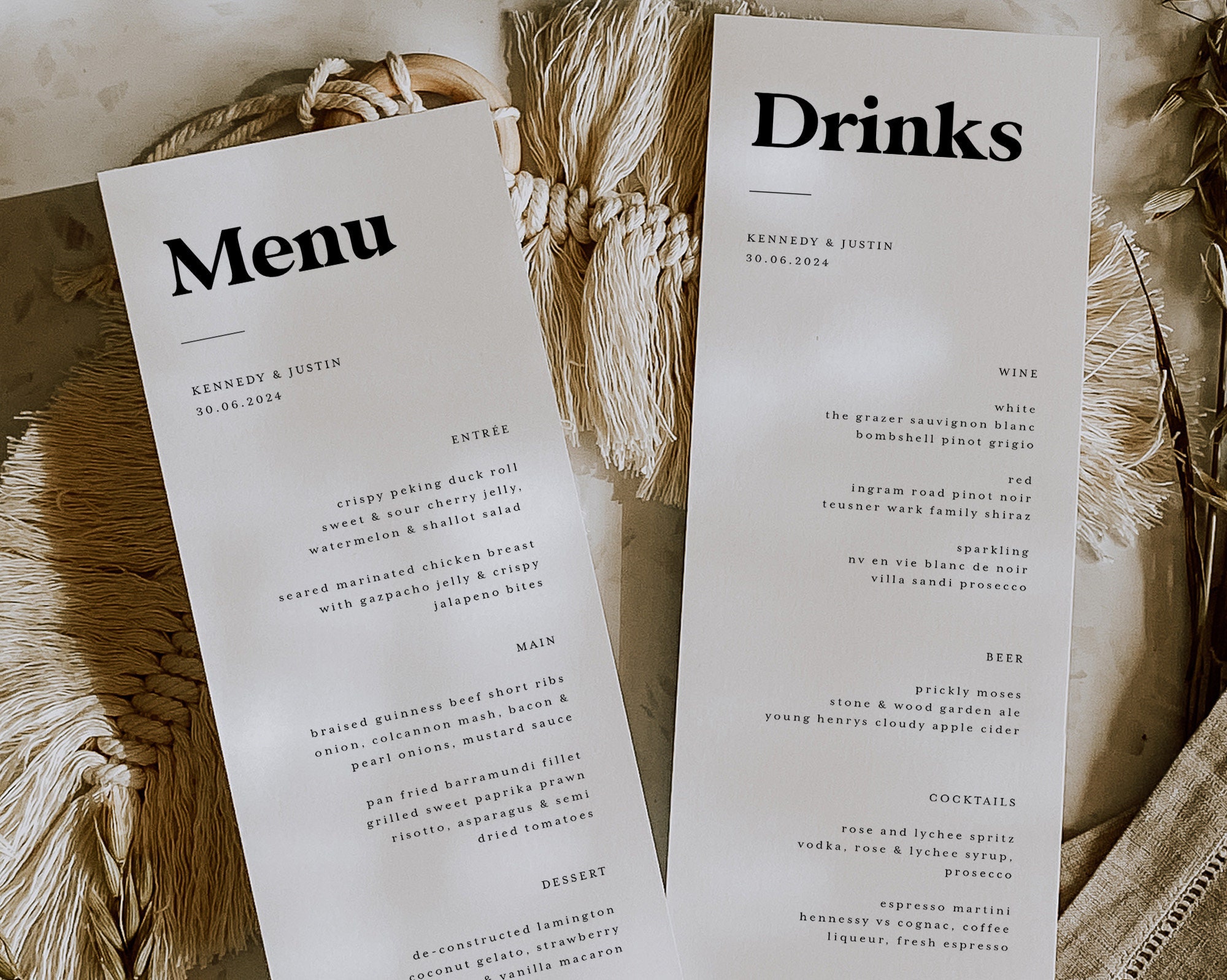 Minimalist Wedding Menu Template Minimal Wedding Menu Modern | Etsy