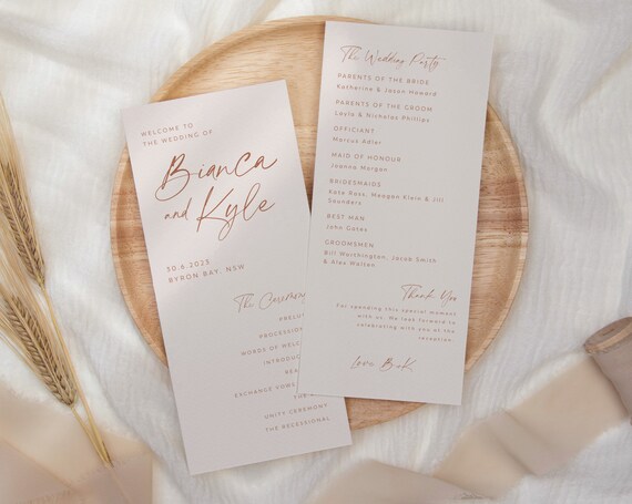 Modern Wedding Program Template Editable Wedding Program | Etsy