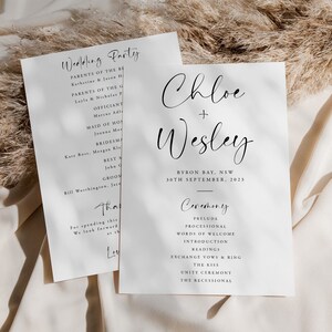 Simple Wedding Program Template, Editable Ceremony Program, Order of ...