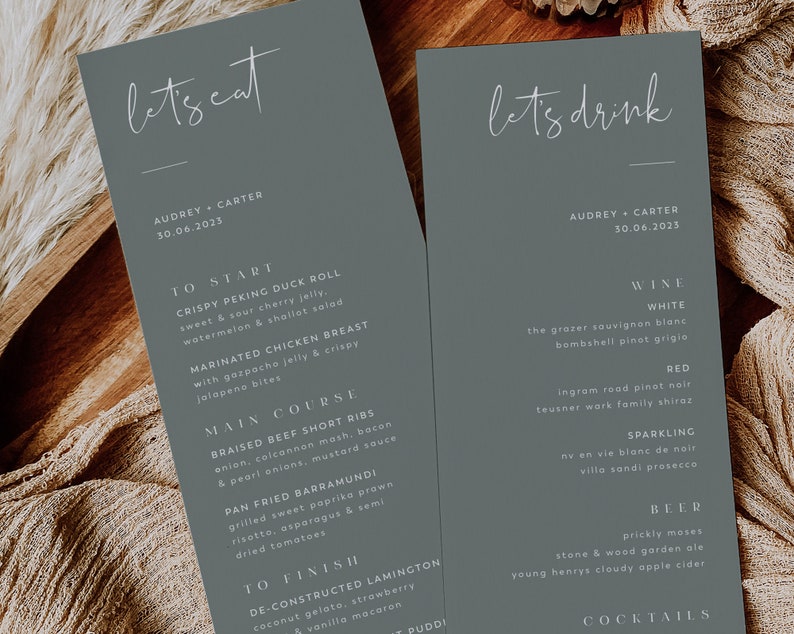 Minimal Wedding Menu Template Minimalist Wedding Menu Modern - Etsy