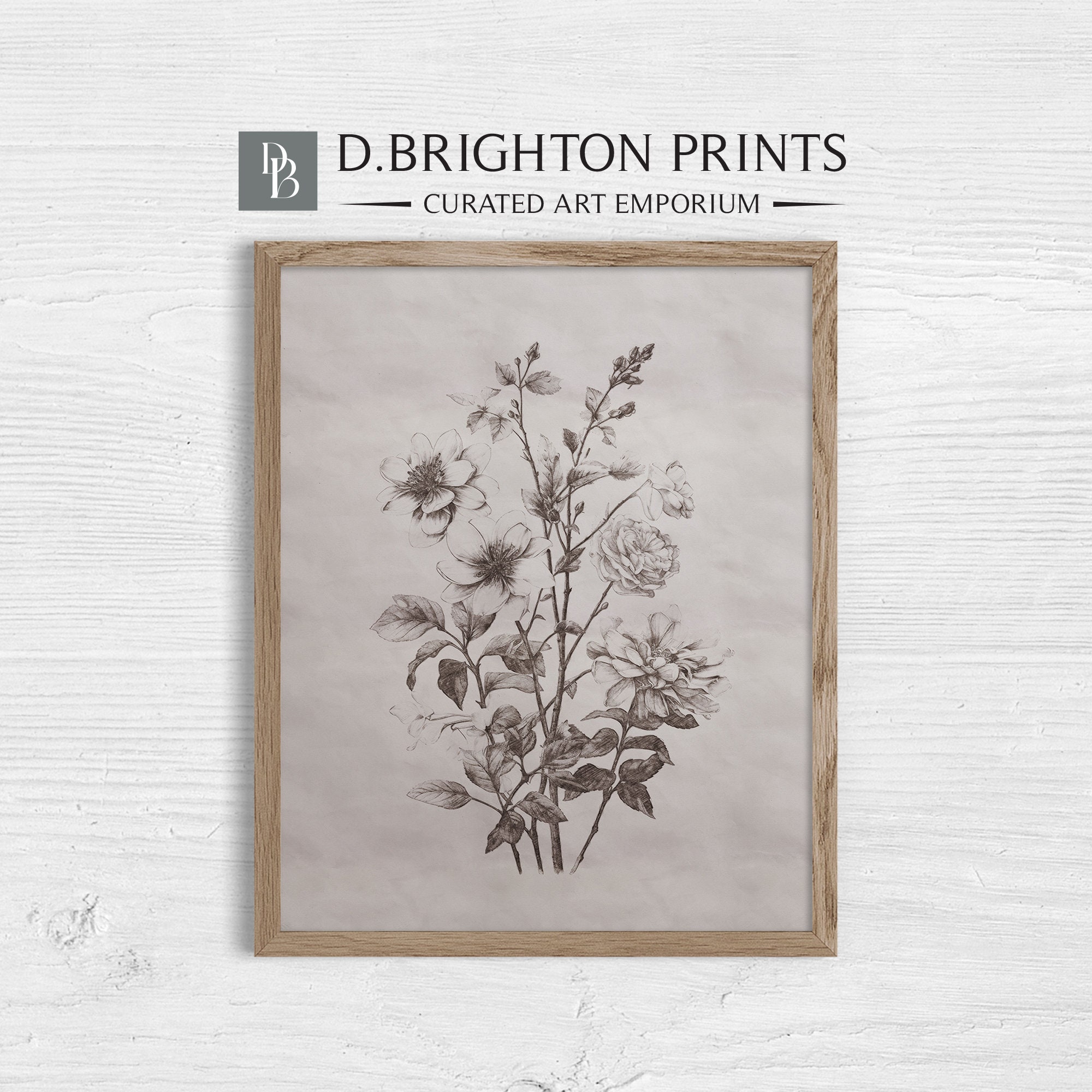 Vintage Floral Sketch Botanical Drawing PRINTABLE Digital Antique Print ...