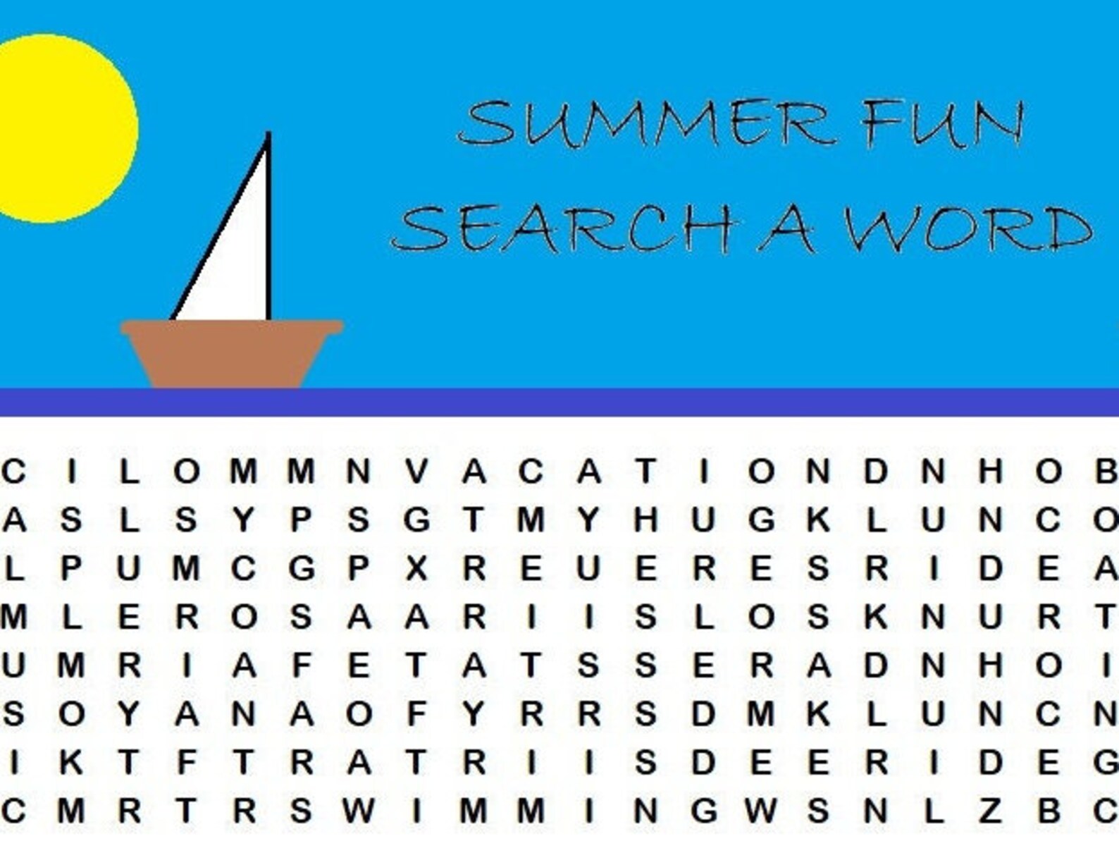 Summer Fun Word Search - Etsy