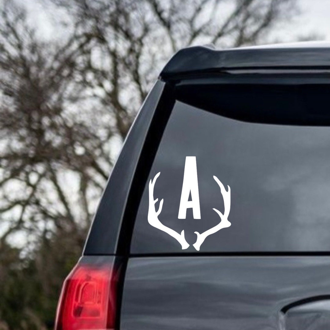 Antler Monogram Decal - Etsy
