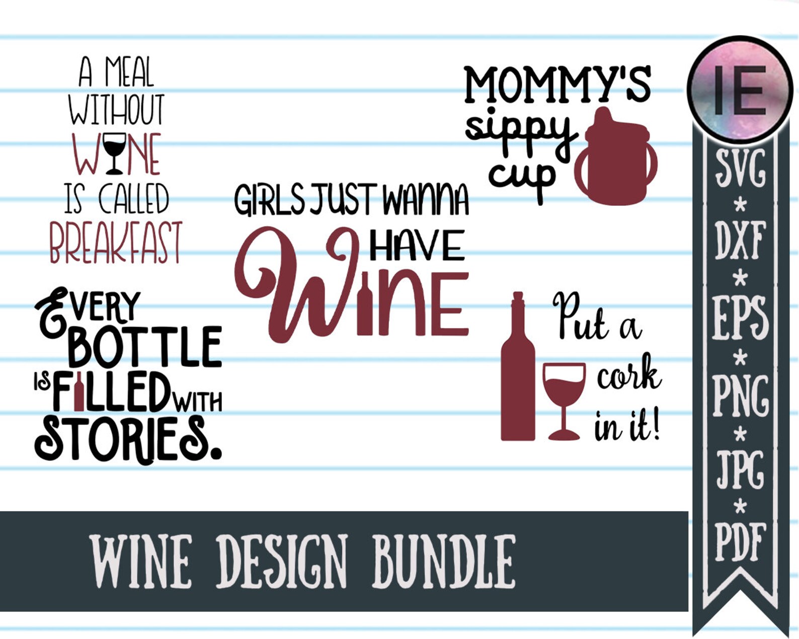 Wine Svg Bundle 13 Wine SVG Designs Funny Wine Vectors Cut File Clipart ...