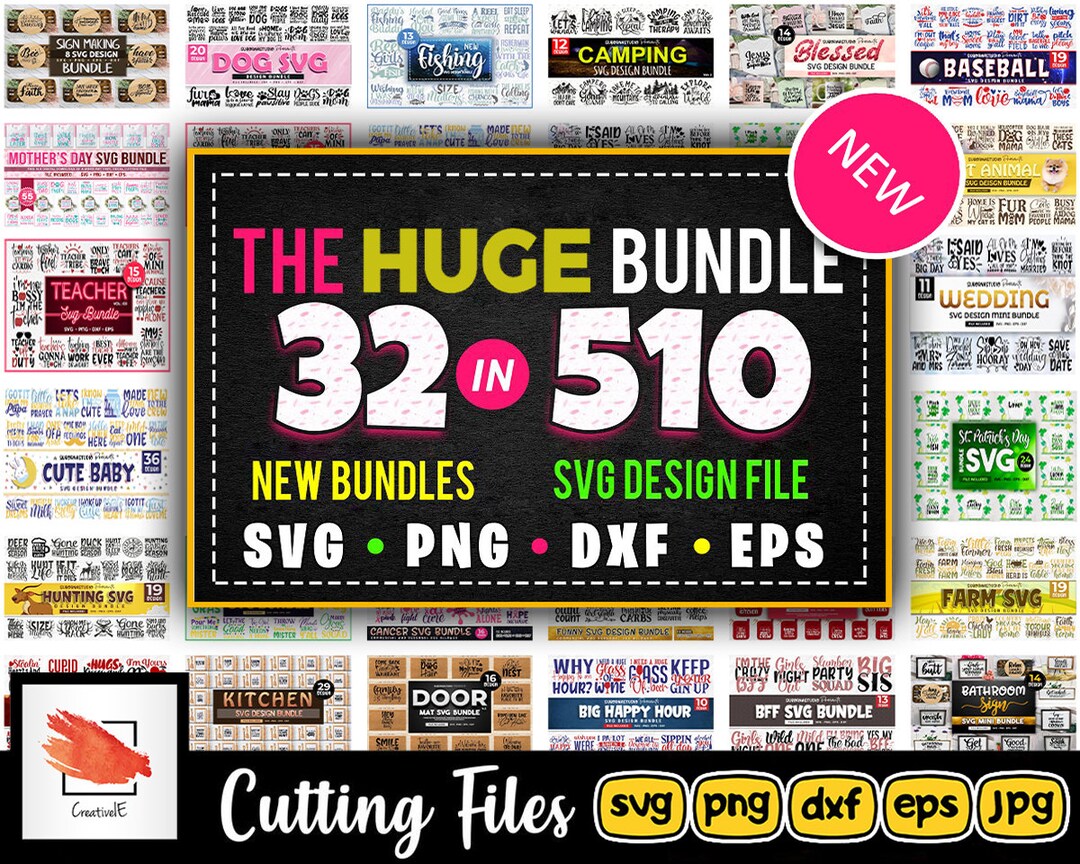 510 the Huge SVG Bundle Pack, Lovely Bundle Pack Svg, SVG Dxf Eps ...