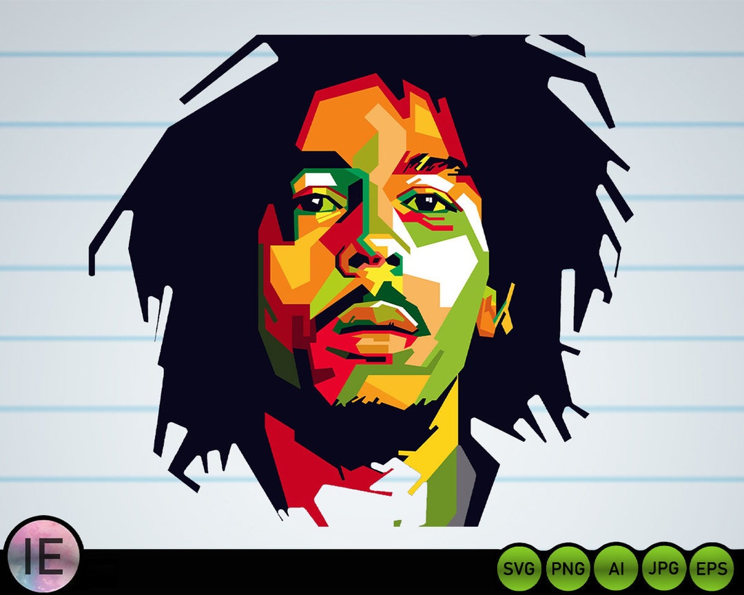 Bob Marley Portrait Svg, Dxf, Eps, Ai, Cdr Vector Files for Silhouette ...