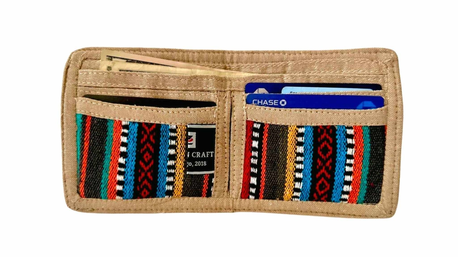 Hemp Bi-fold Wallet: Gheri Fabric, Vegan Slim Wallet - Etsy