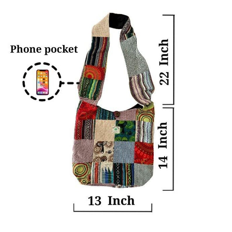 Cotton Patchwork Messenger Bag: Boho Hippie Crossbody Tote - Etsy