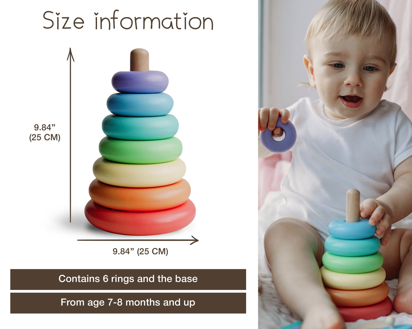 Color Sorting Toy, Geometric Puzzle, Montessori Toys, Wooden Toys, Baby ...