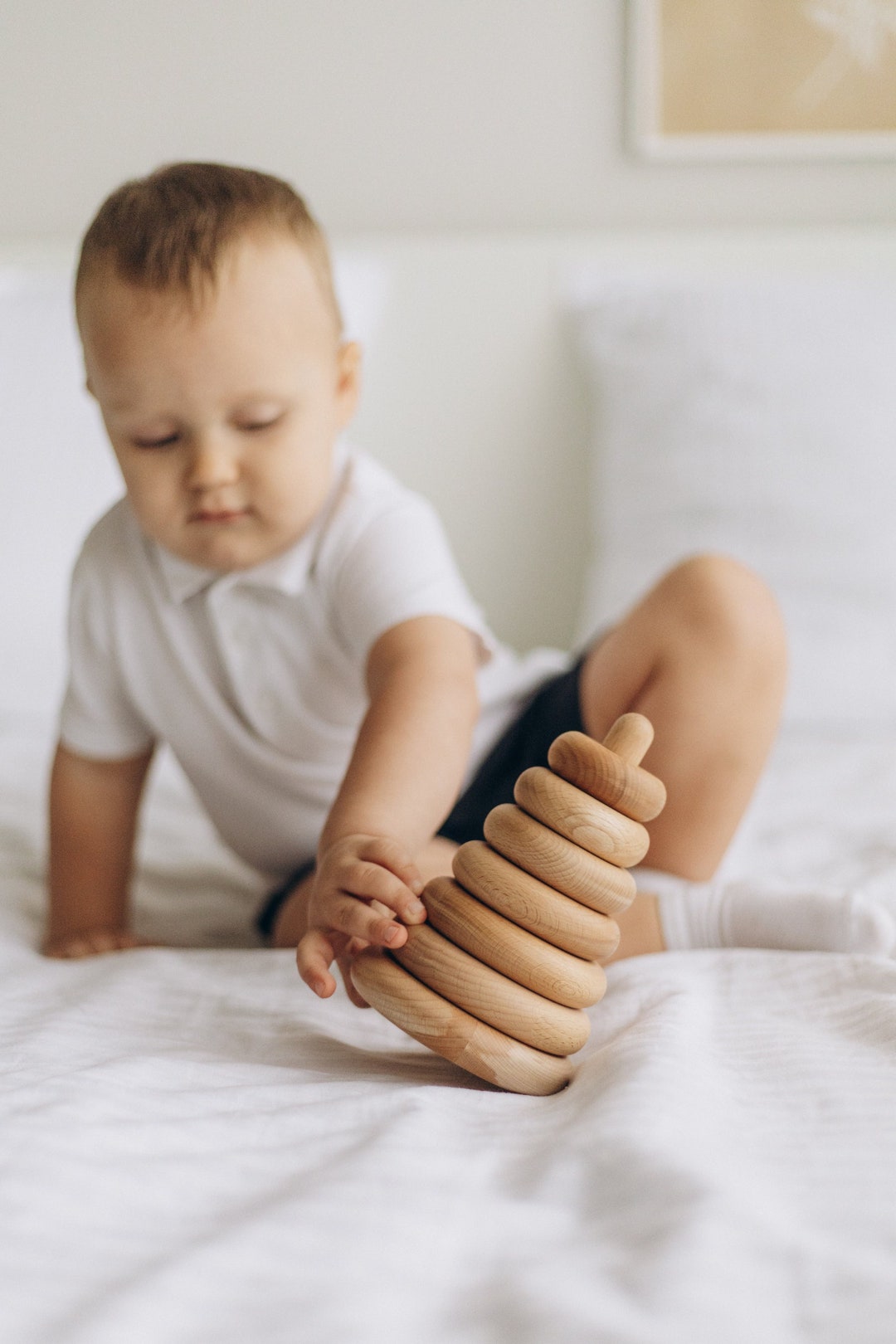Montessori Toy Wooden Stacking Rings, Wooden Ring Stacker, Toddler ...