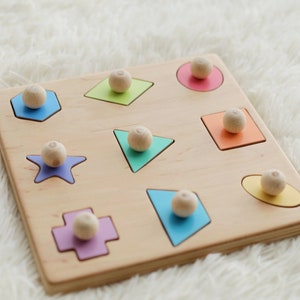 Montessori Wooden Shape Puzzle, First Birthday Gift for Baby Boy Baby ...