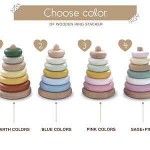 Wooden Ring Stacker Toy / Wooden Pyramid / Educational Toy / Blue ...