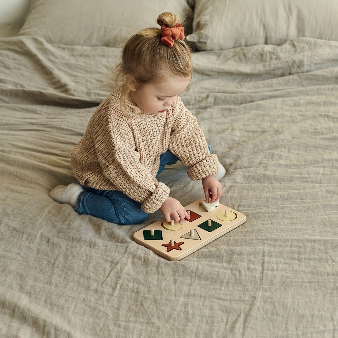Color Sorting Toy Geometric Puzzle Montessori Toys Wooden - Etsy