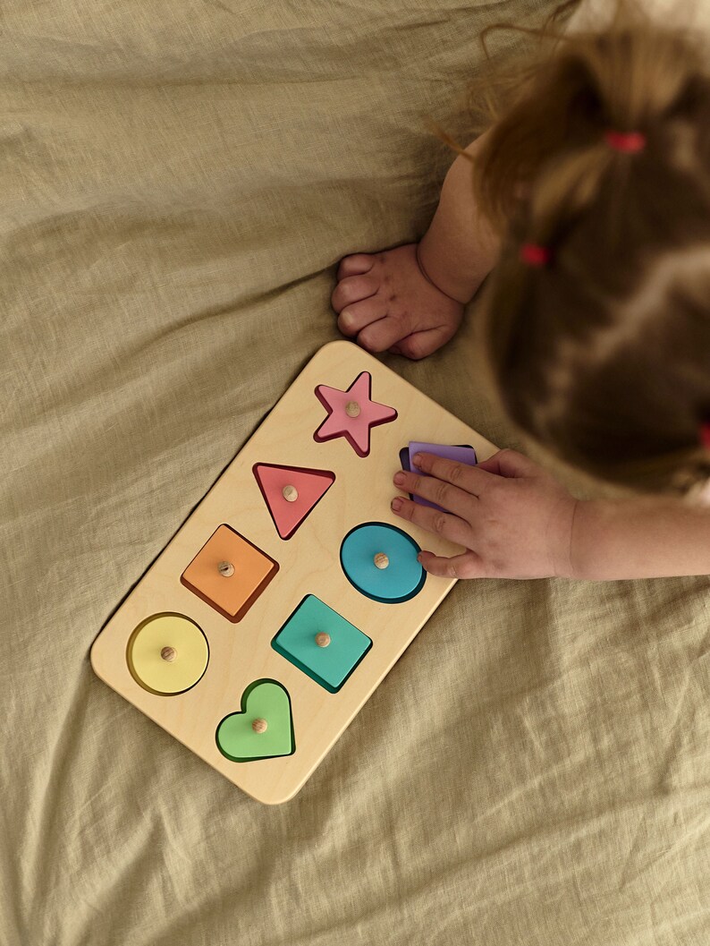 Color Sorting Toy Geometric Puzzle Montessori Toys Wooden - Etsy