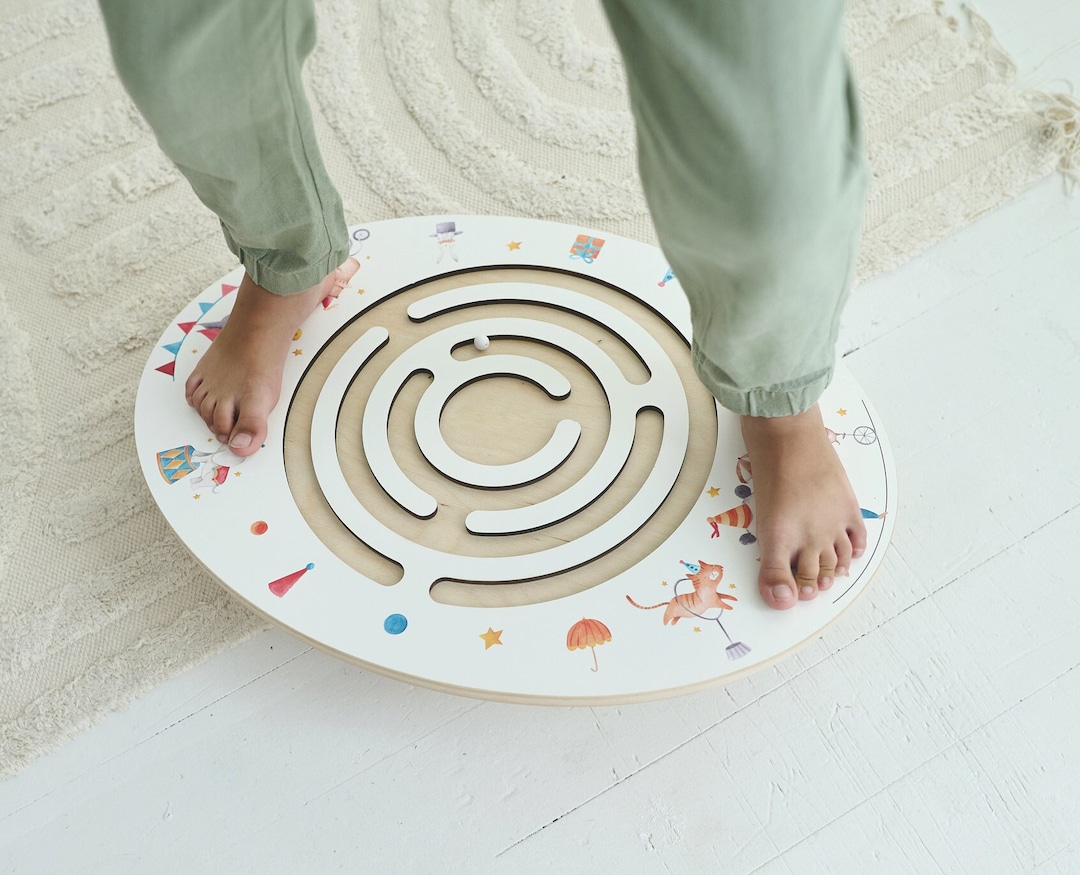 Labyrinth Balance Board, Wood Wobble Toy, Wobble Board, Montessori ...