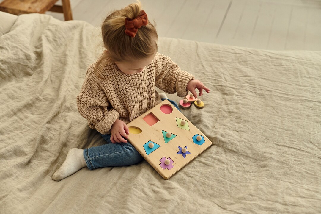 Montessori Wooden Shape Puzzle First Birthday Gift for Baby - Etsy