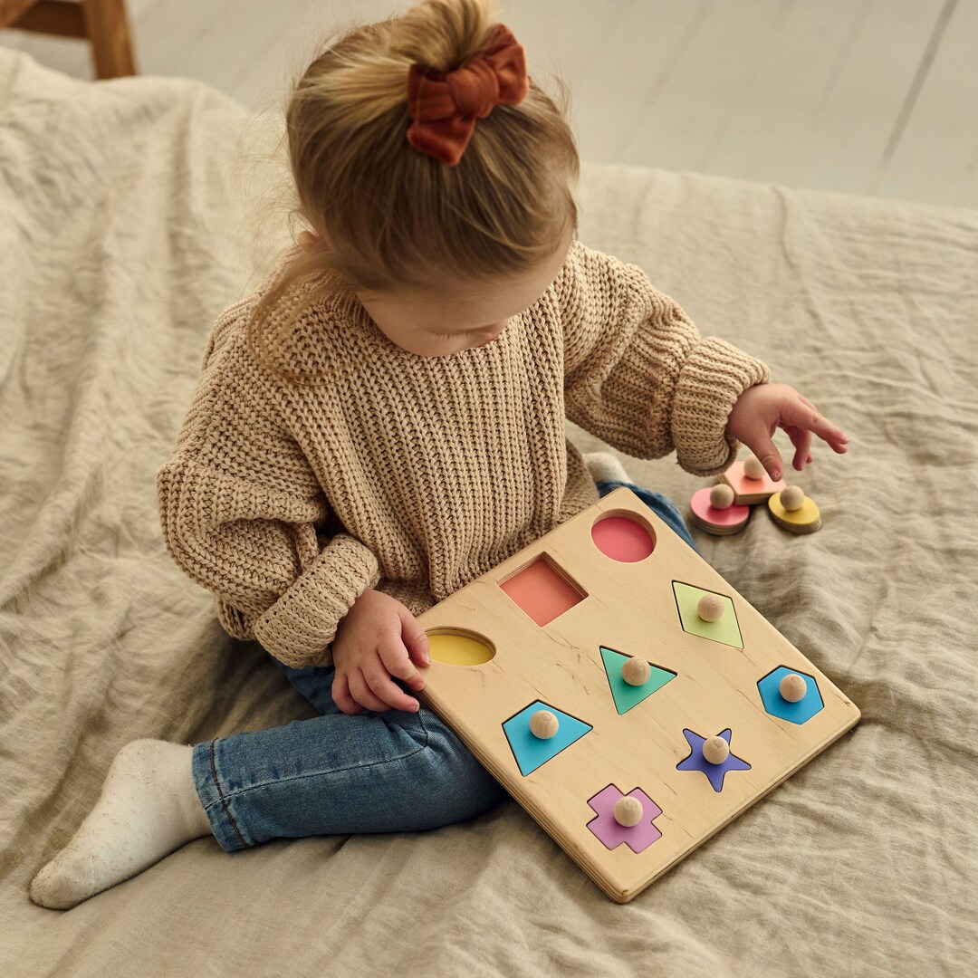 Montessori Wooden Shape Puzzle, First Birthday Gift for Baby Boy Baby ...