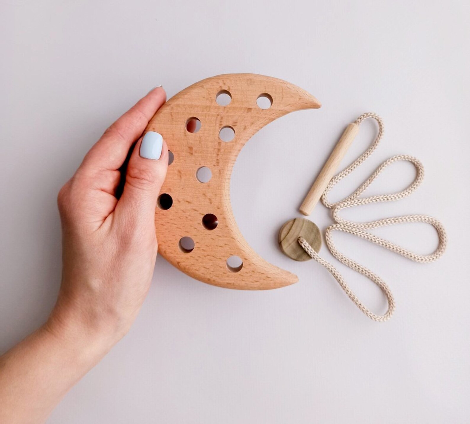 Gifts for Kids Wooden Lacing Toy Moon Toys Kids Toys Fidget - Etsy
