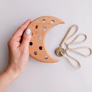 Gifts for Kids Wooden Lacing Toy Moon Toys Kids Toys Fidget - Etsy