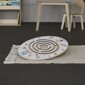 Labyrinth Balance Board, Wood Wobble Toy, Wobble Board, Montessori ...