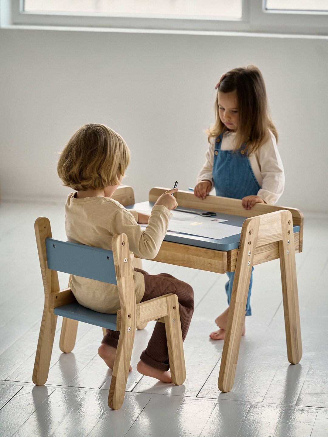 Kids Desk and Chairs, Kids Desk Toddler, Kids Furniture, Montessori ...