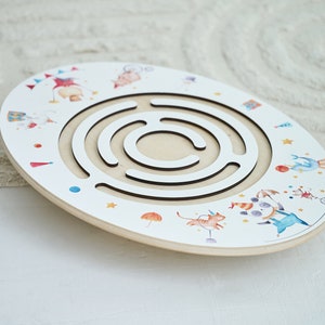 Labyrinth Balance Board, Wood Wobble Toy, Wobble Board, Montessori ...